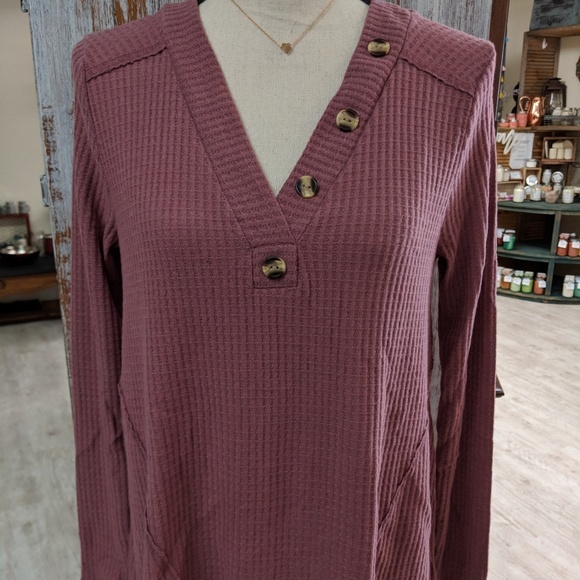 white birch | Sweaters | Mauve Waffle Knit Top | Poshmark